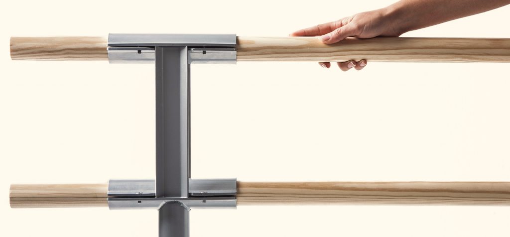 Height-adjustable floor-mounted double ballet barre Giselle-Fix